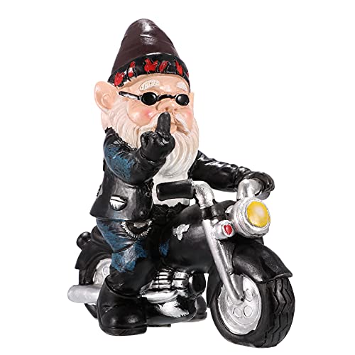SOYCCYOP Garden Gnomes, Garden Decor Statues, Garden Gnome Riding Motorcycle, Indoor Outdoor Lawn Figurines Outdoor Statues Funny Dwarf Ornament Decorative for Yard Garden Patio Lawn