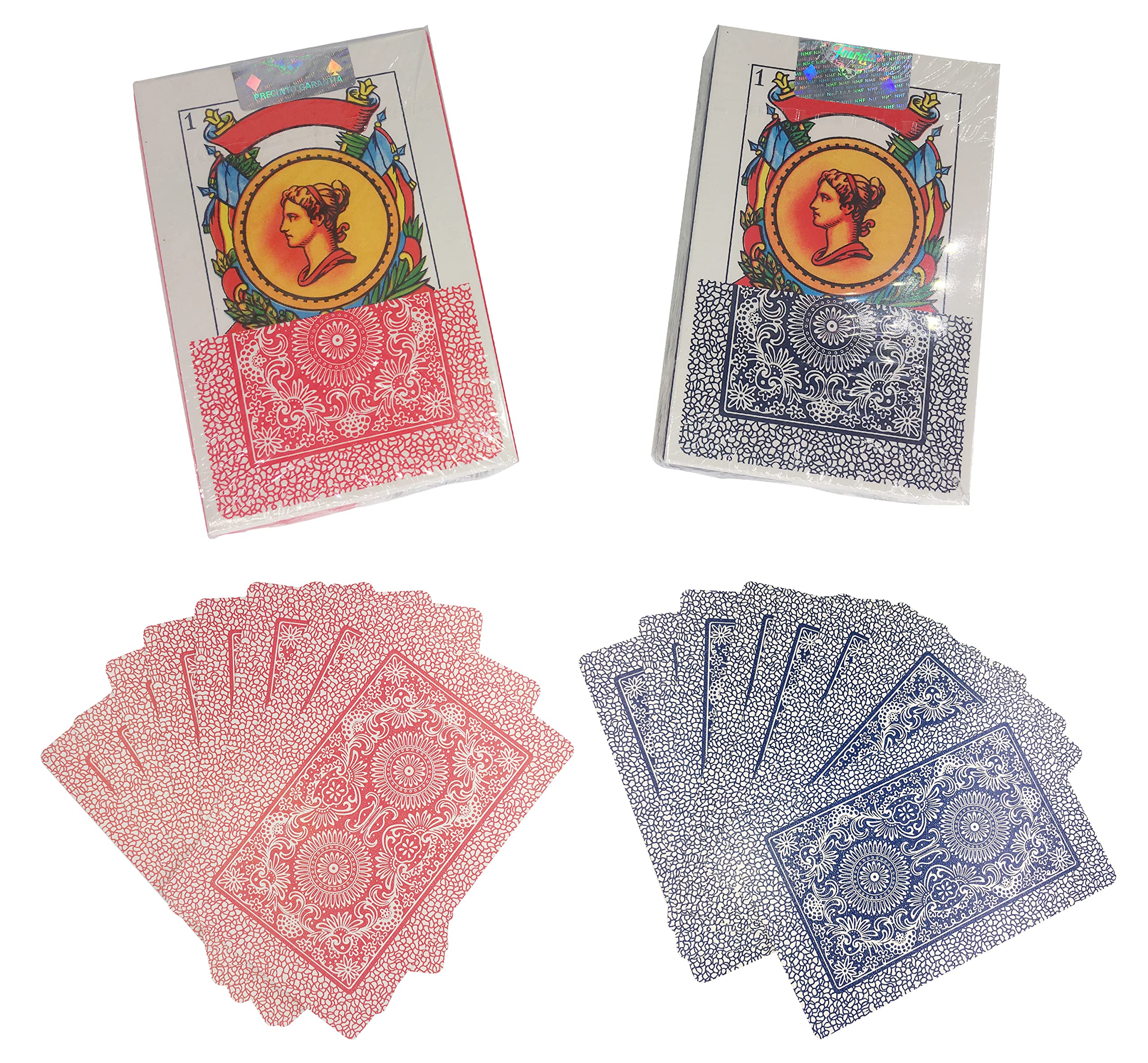 Spanish Playing Cards, Barajas Españolas Originales, Cartas Españolas Originales, Briscas Cards Puerto Rico,Mexican Playing Cards, Mexican Card Game, Spanish Cards Deck (Red + Blue)