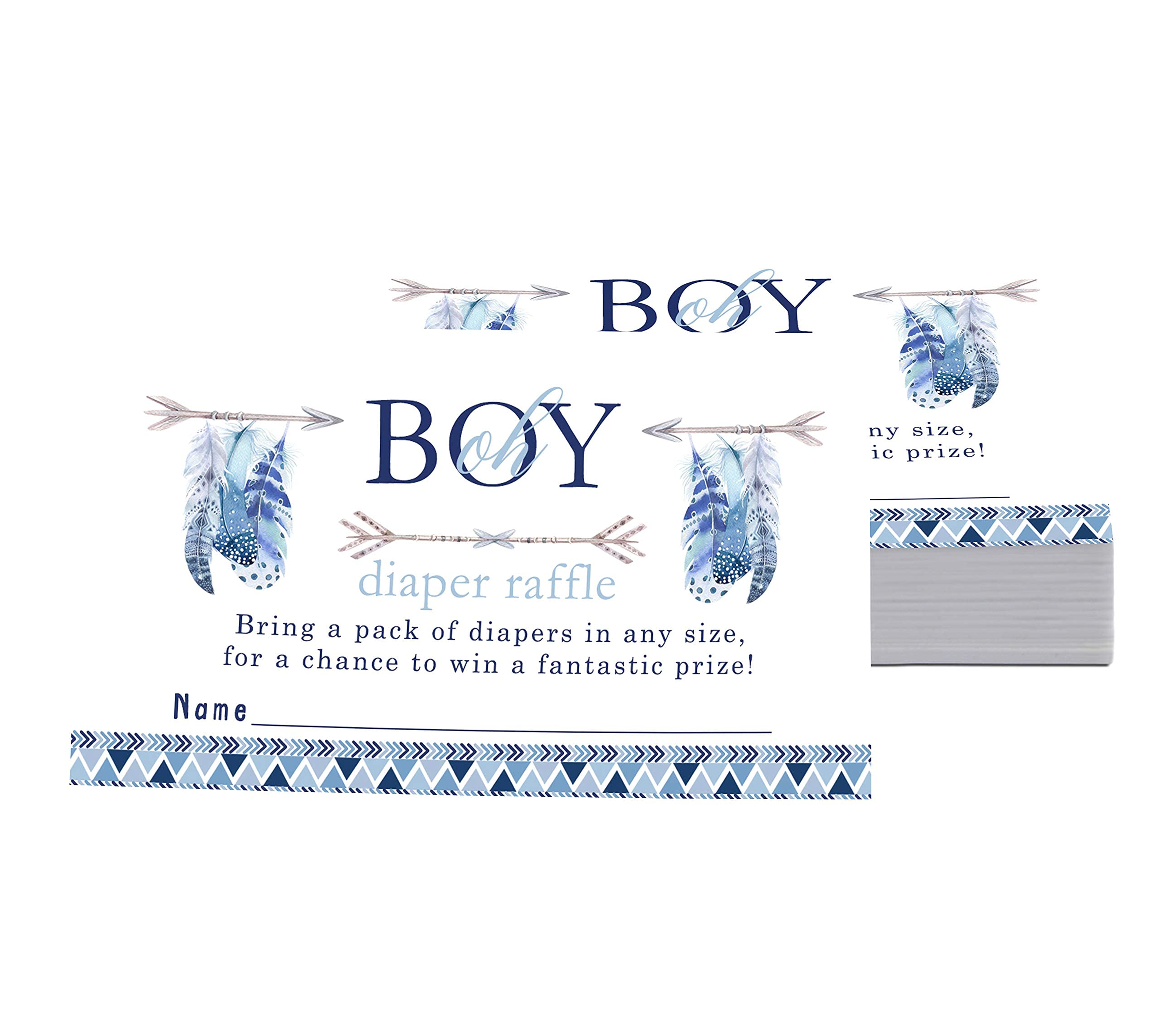 Adventure Awaits Diaper Raffle Cards (50 Pack) Boys Baby Shower Game Tickets – Blue Invitation Insert Fill-In for Prize Drawings - Size 2x4 Set