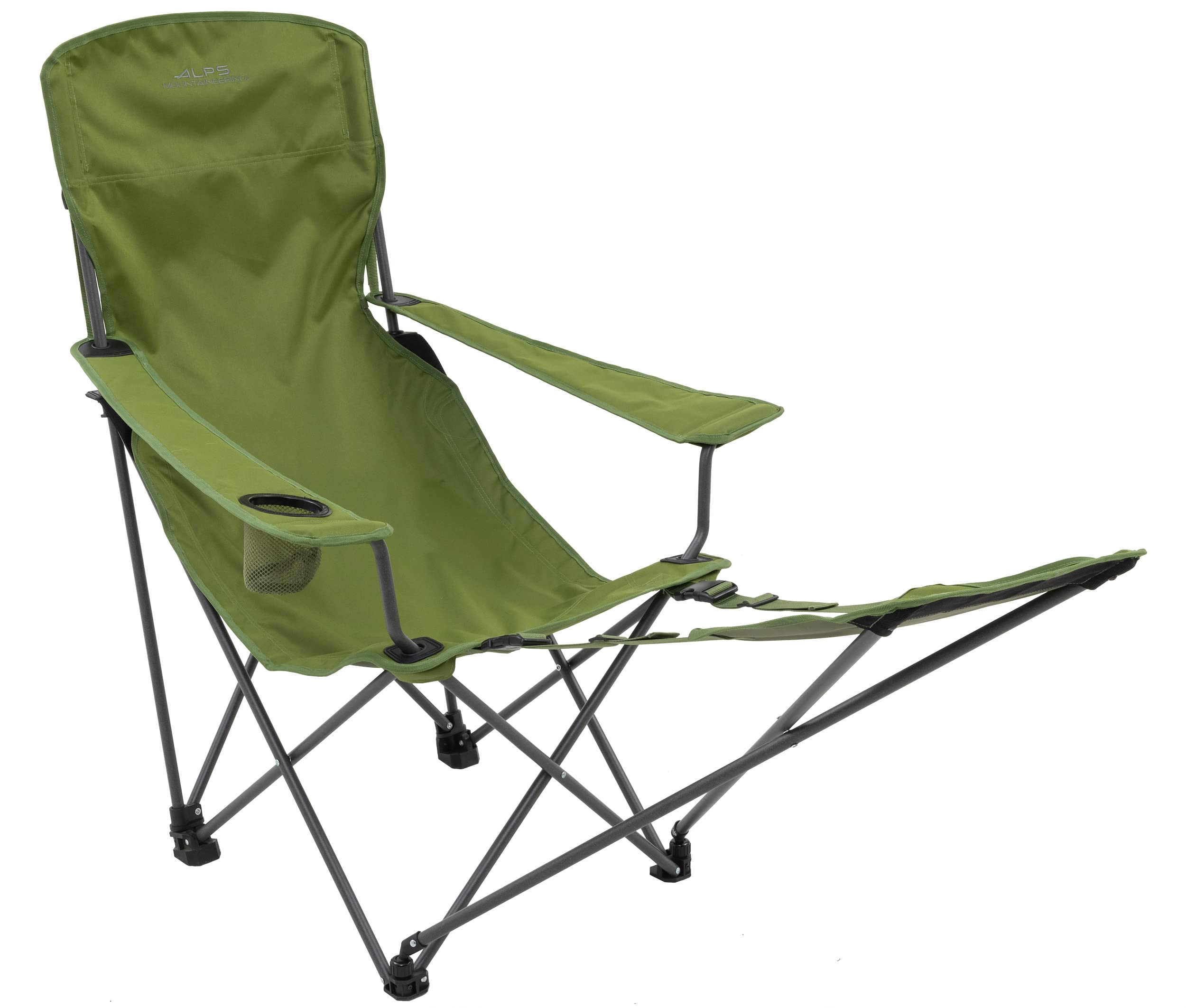 ALPS Mountaineering Escape Lounge Camping Chairs for Adults with Footrest and Adjustable Armrests, Sturdy Steel Frame, Compact Foldable Design, and Carry Bag, Gray/Blue