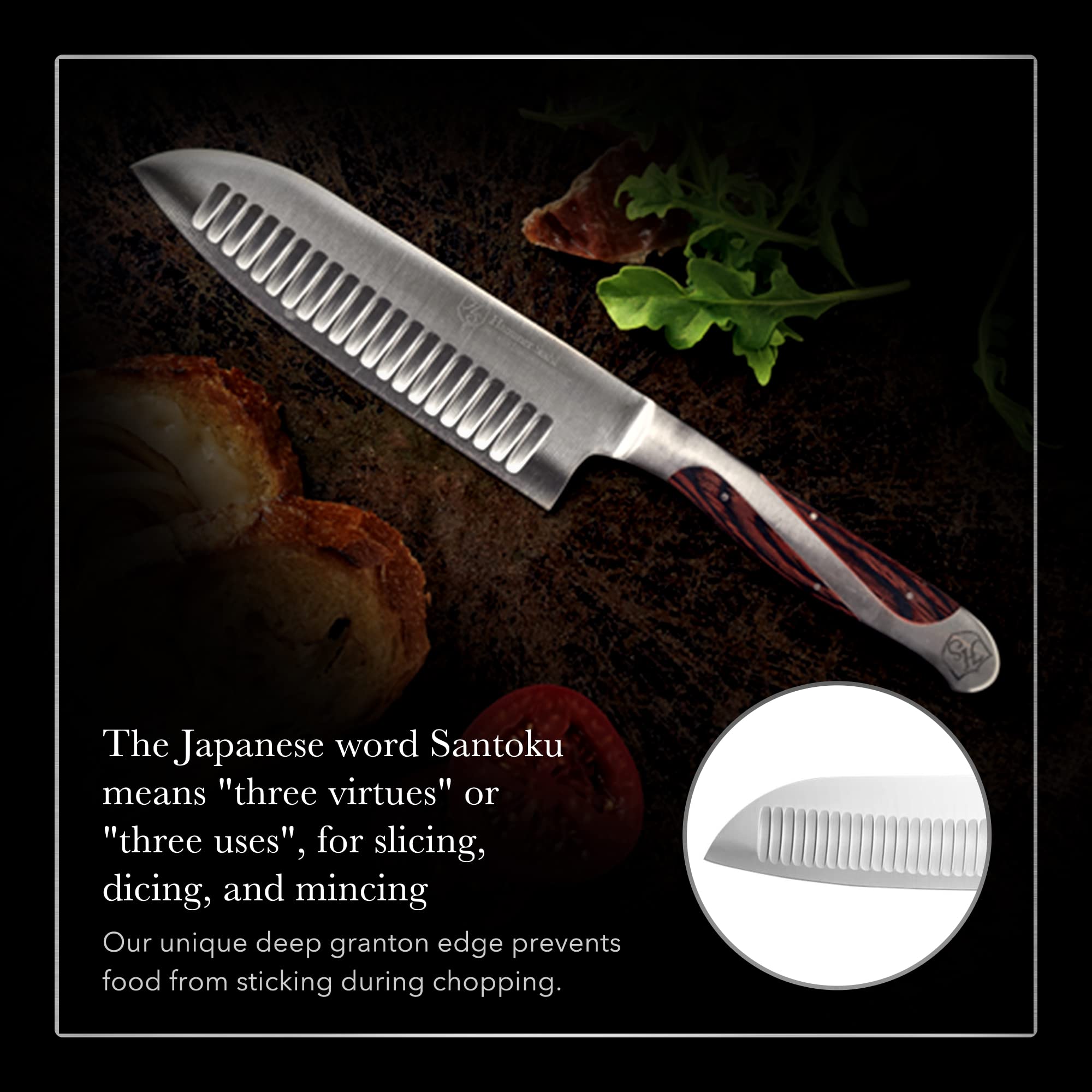 Hammer Stahl 4.5 Inch Japanese Style Santoku Knife High Carbon Stainless Steel Kitchen Knife | Razor Sharp Multipurpose Chopping Knife for Meat, Vegetable & Fruit with Ergonomic Handle & Gift Box