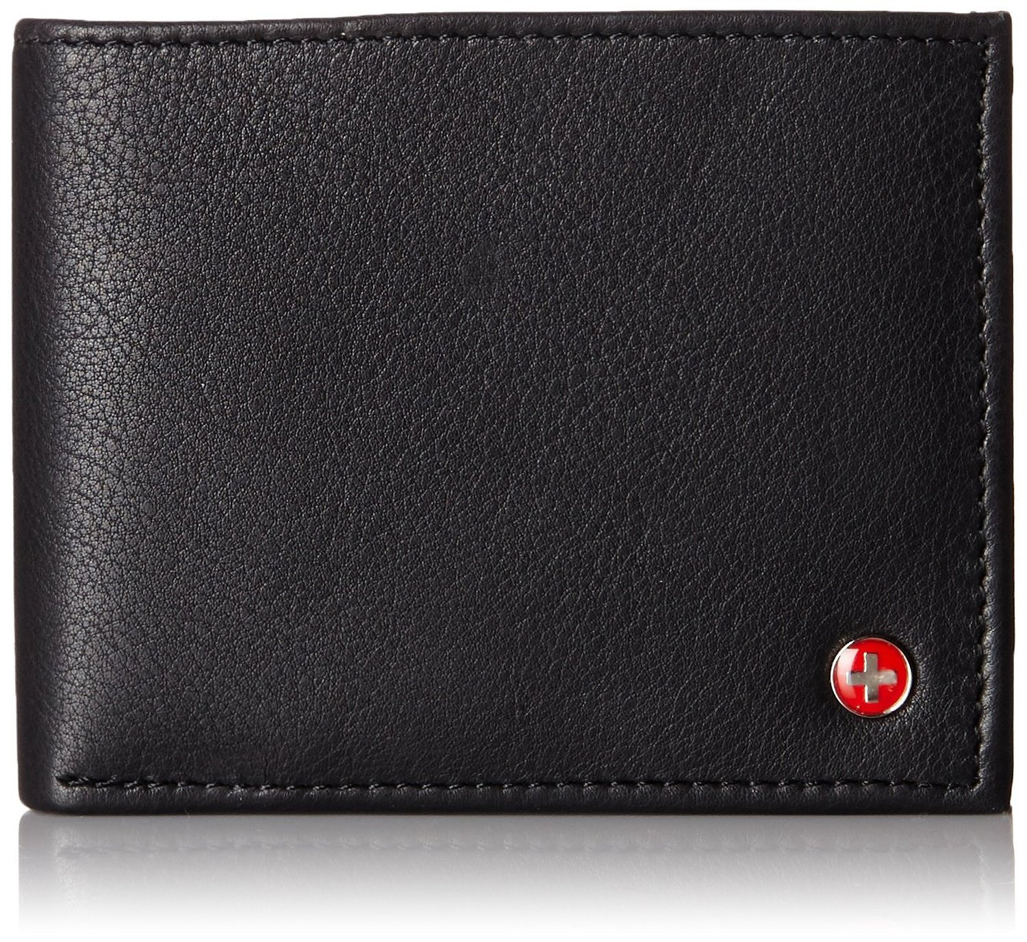 Alpine Swiss Mens RFID Blocking Leather High Capacity Bifold Wallet Black