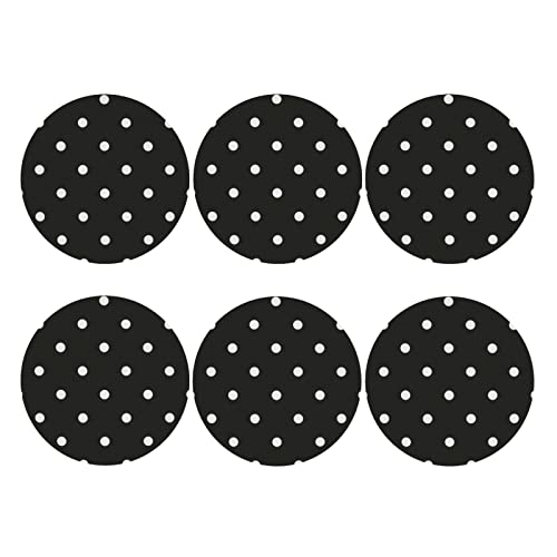 Black and White Polka Dot Print Pattern Leather Drinks Coasters Set of 6, Housewarming Gift, Suitable for Kinds of Cups