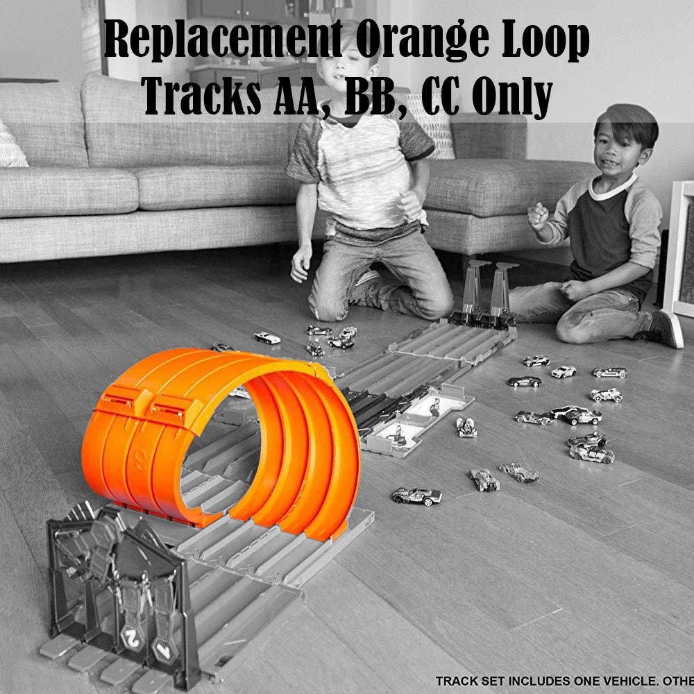 Hot Wheels Replacement Parts Playset FTH77 - Track Builder System Race Crate Die-Cast Car Track ~ Replacement Orange Loop Tracks AA, BB, CC