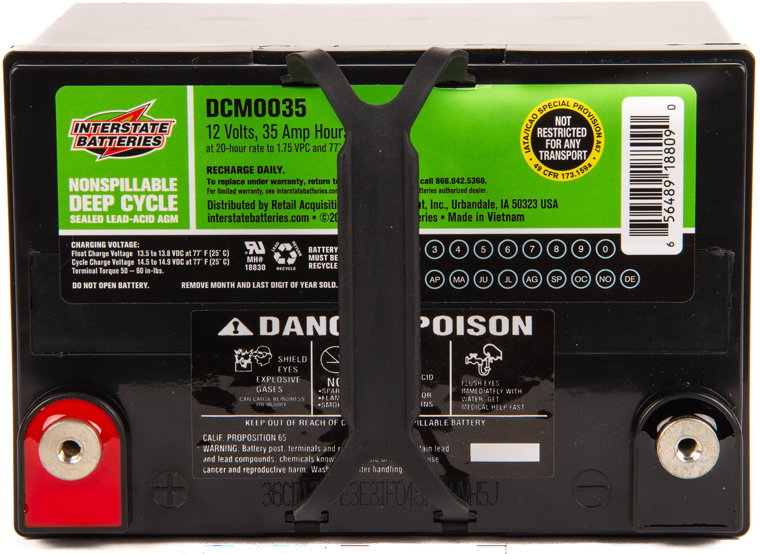 Interstate Batteries 12V 35AH Sealed Lead Acid (SLA) AGM Deep Cycle Battery (DCM0035) Insert Terminals