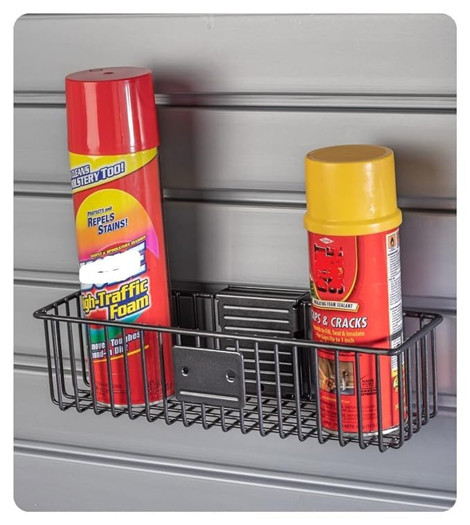 HandiWall Small Basket - 3 Inch x 12 Inch (Pack of Two) for Storage on Garage Slatwall Panels