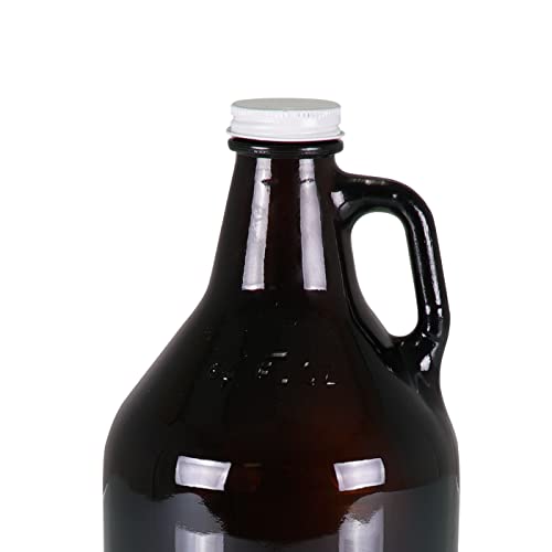 LEGACY - a Picnic Time brand, Amber Glass Growler Jug with Handle and Steel Twist Off Lid, 64-Ounce