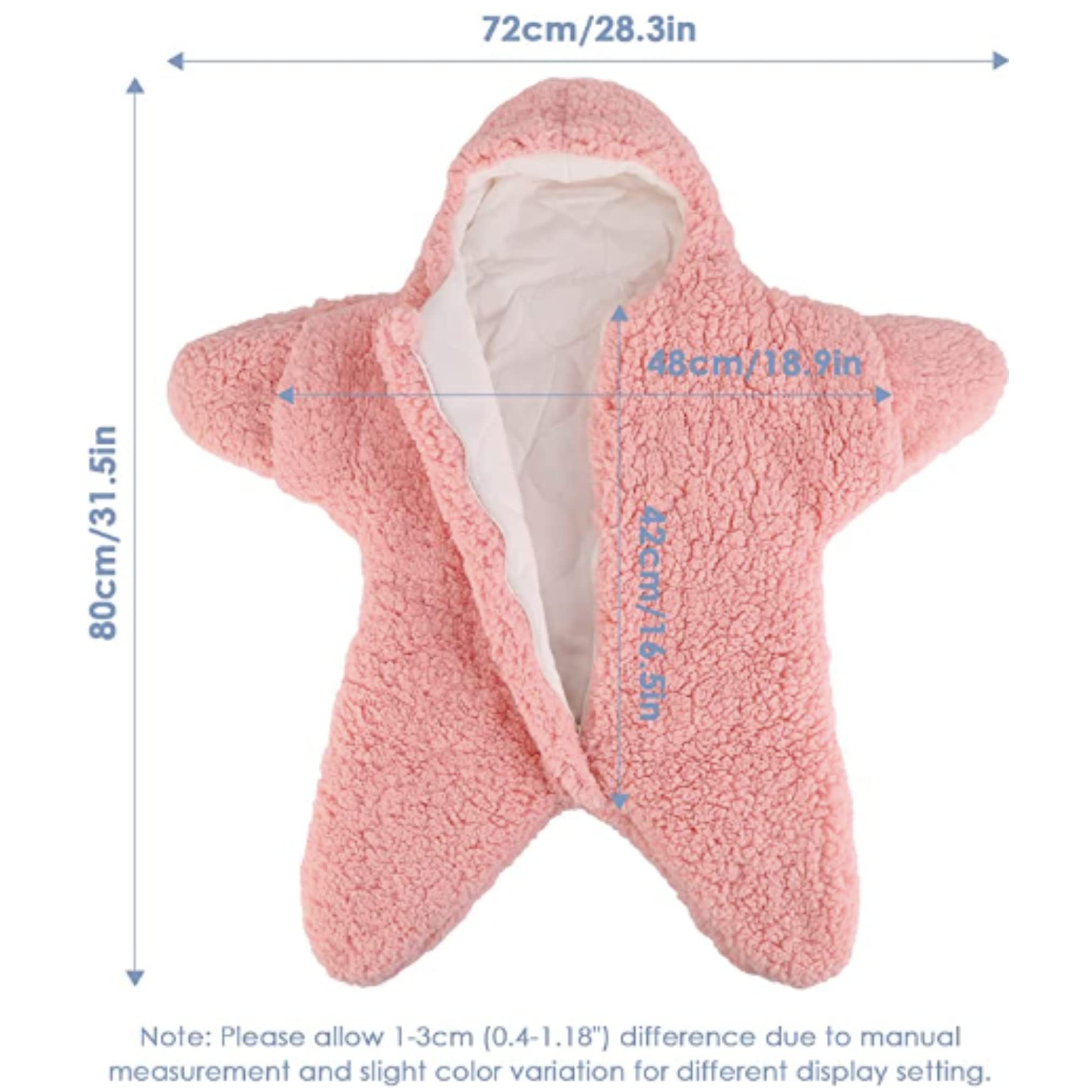 Babystar Baby Starfish Sleeping Stroller Blanket, Newborn Infant Cashmere Cotton Baby Footie/Swaddle Blanket (Pink)