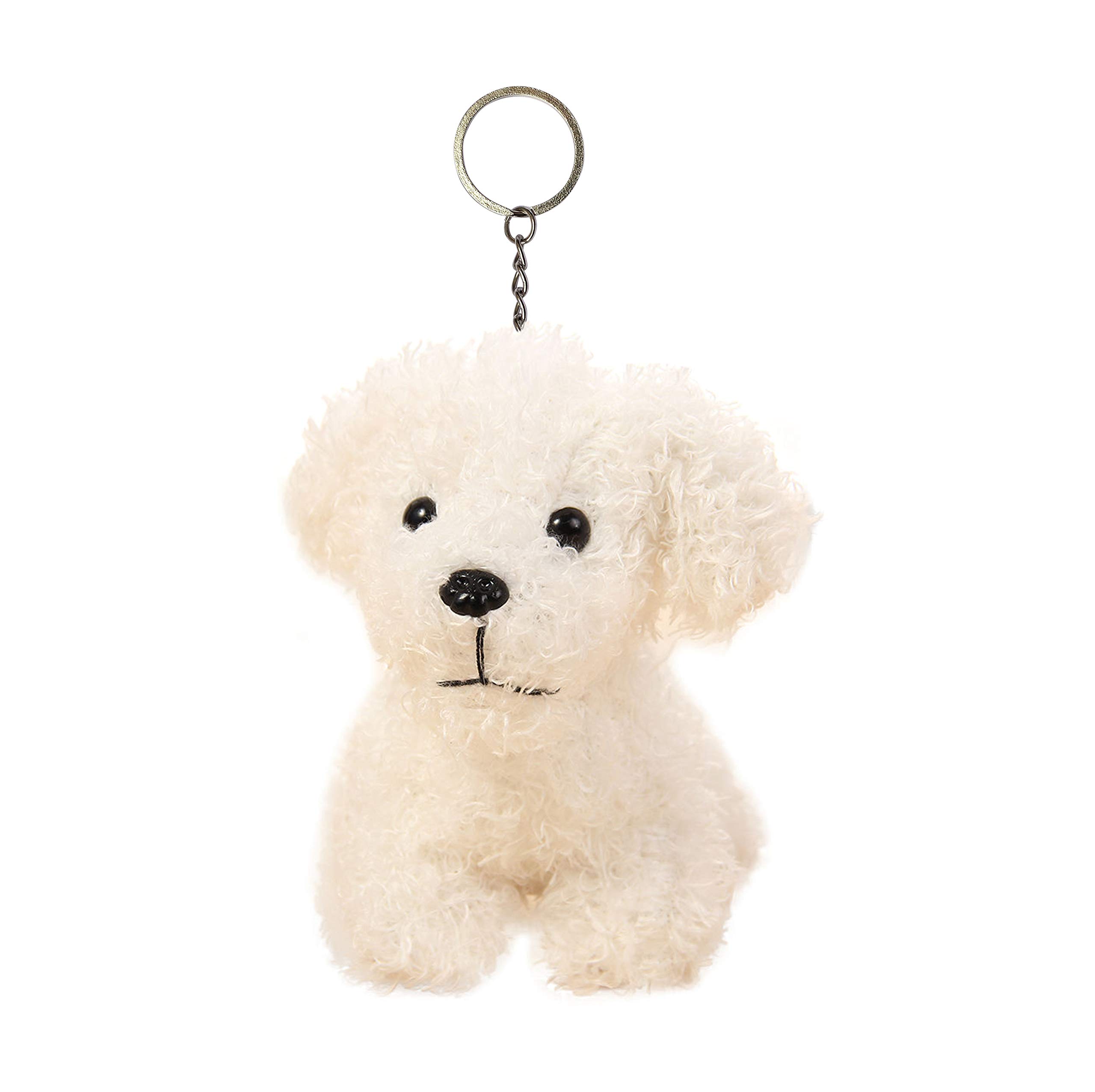 Cute Stuffed Animal Dog Anime Plush Key Chain, Fashion Accessory Backpack Clips, Kindergarten Gift, Handbag Pendant, 5 inch (White)