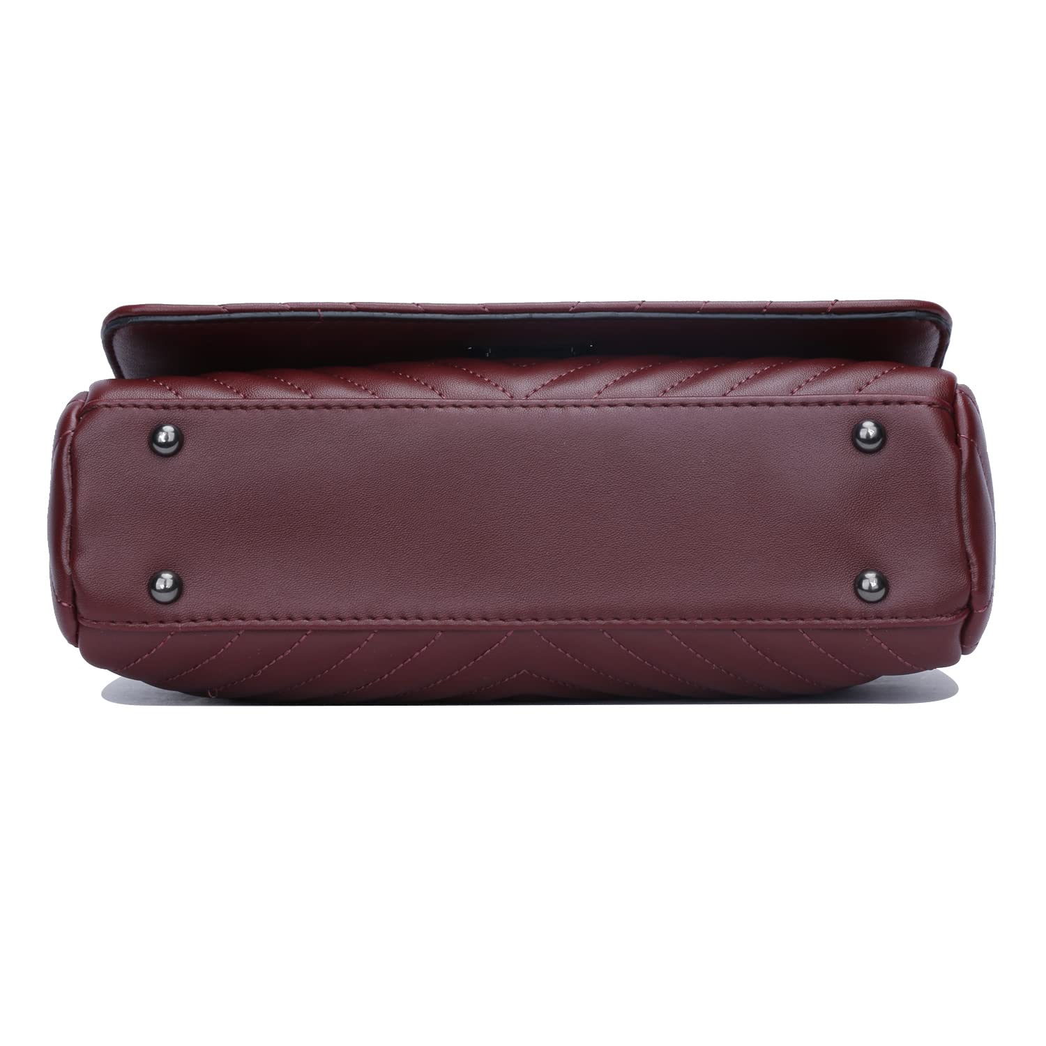 KKXIU Quilted Multiple Pocket Women Crossbody Bag with Chain Strap Stylish Ladies Shoulder Clutch Purse (a-Wine)