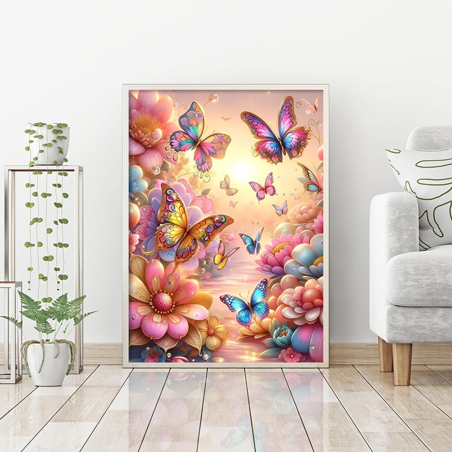 CEUHROG 5D Diamond Painting Kits for Adults, Butterflies Diamond Art Kits for Adults Beginners, DIY Full Drill Crystal Gem Art for Home Wall Decor 12 x 16 Inch