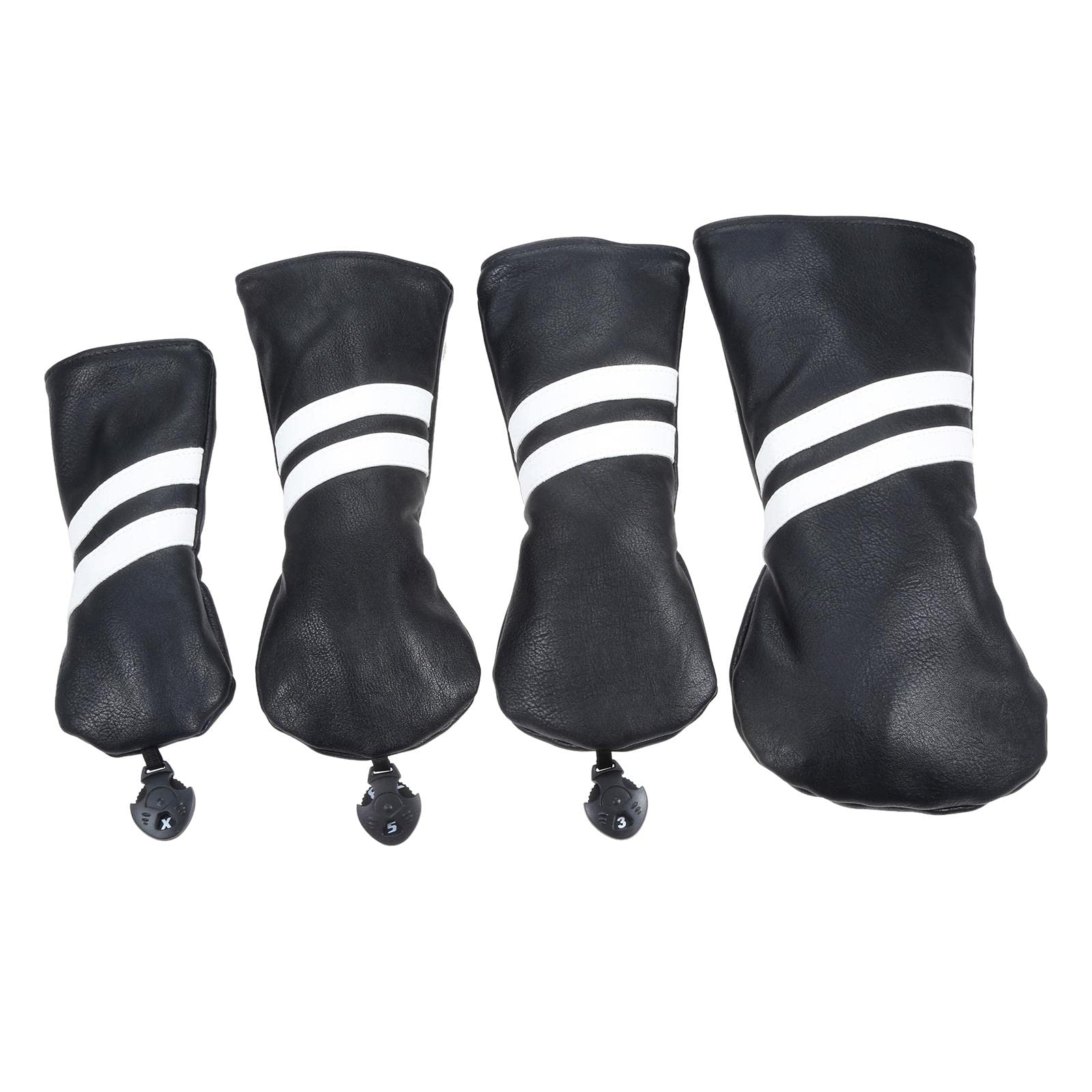 AMLESO Set of Golf Headcovers Golf Headcovers Waterproof Covers with Tags Driver Woods Headcovers Golf Wood Covers Accs, Black