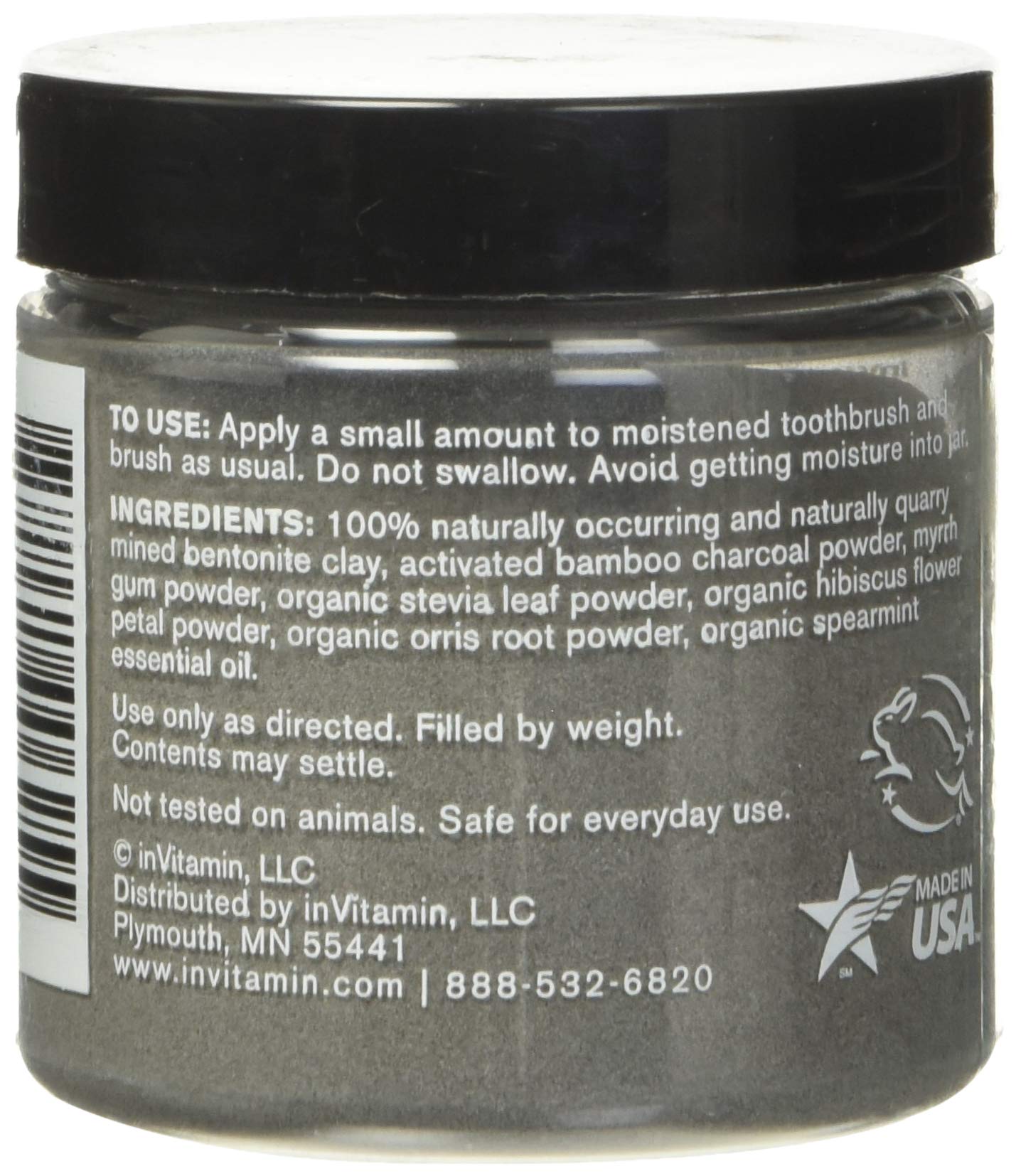 InVitamin Natural Whitening Activated Charcoal Powder for Teeth and Gums (Spearmint)