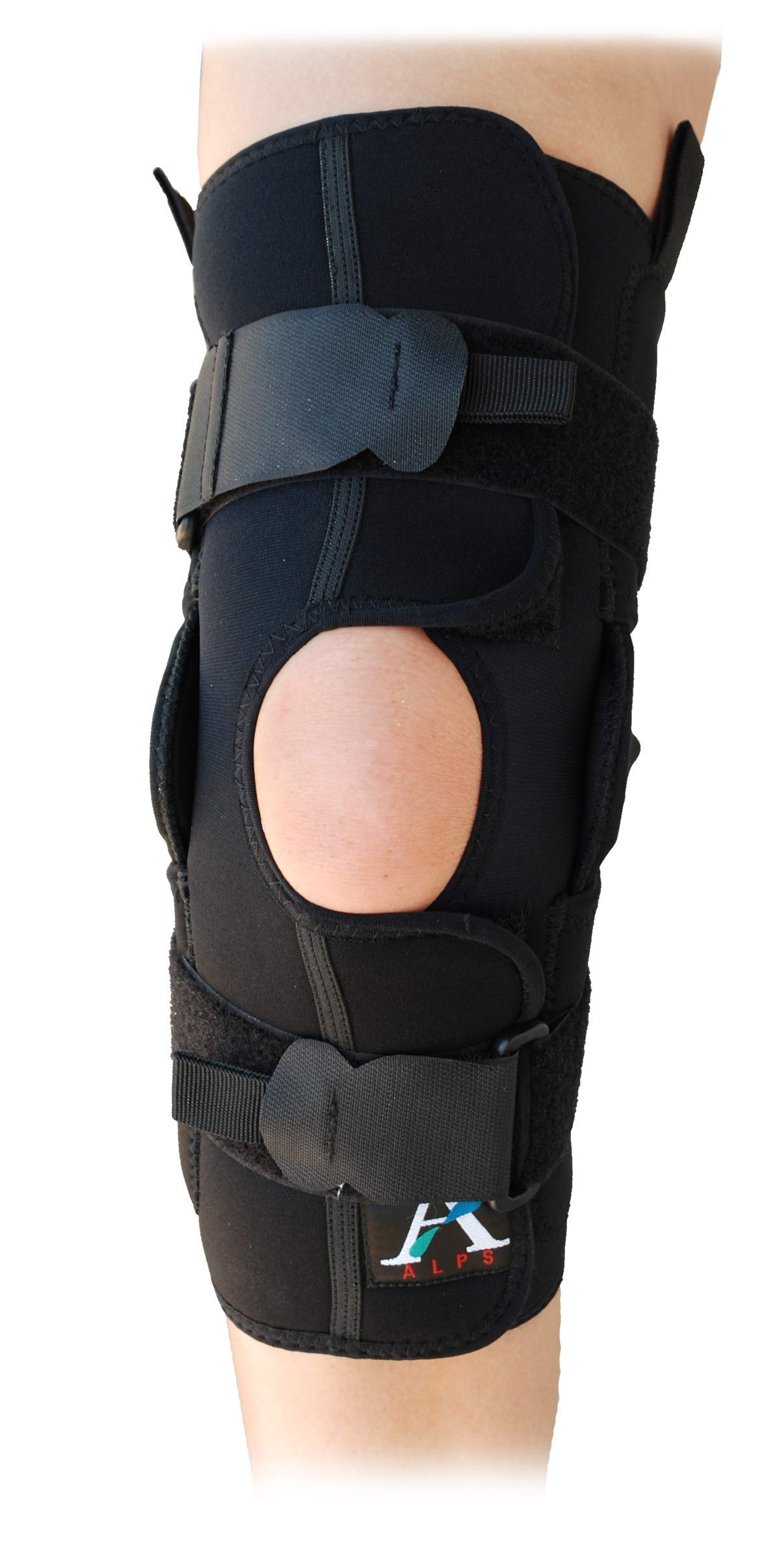 ALPS Knee Brace, Prevent or Reduce Severity of Knee Injury, Soft and Breathable, Adjustable Hinges, Wrap-Around with Reinforced Seams, Medium Size