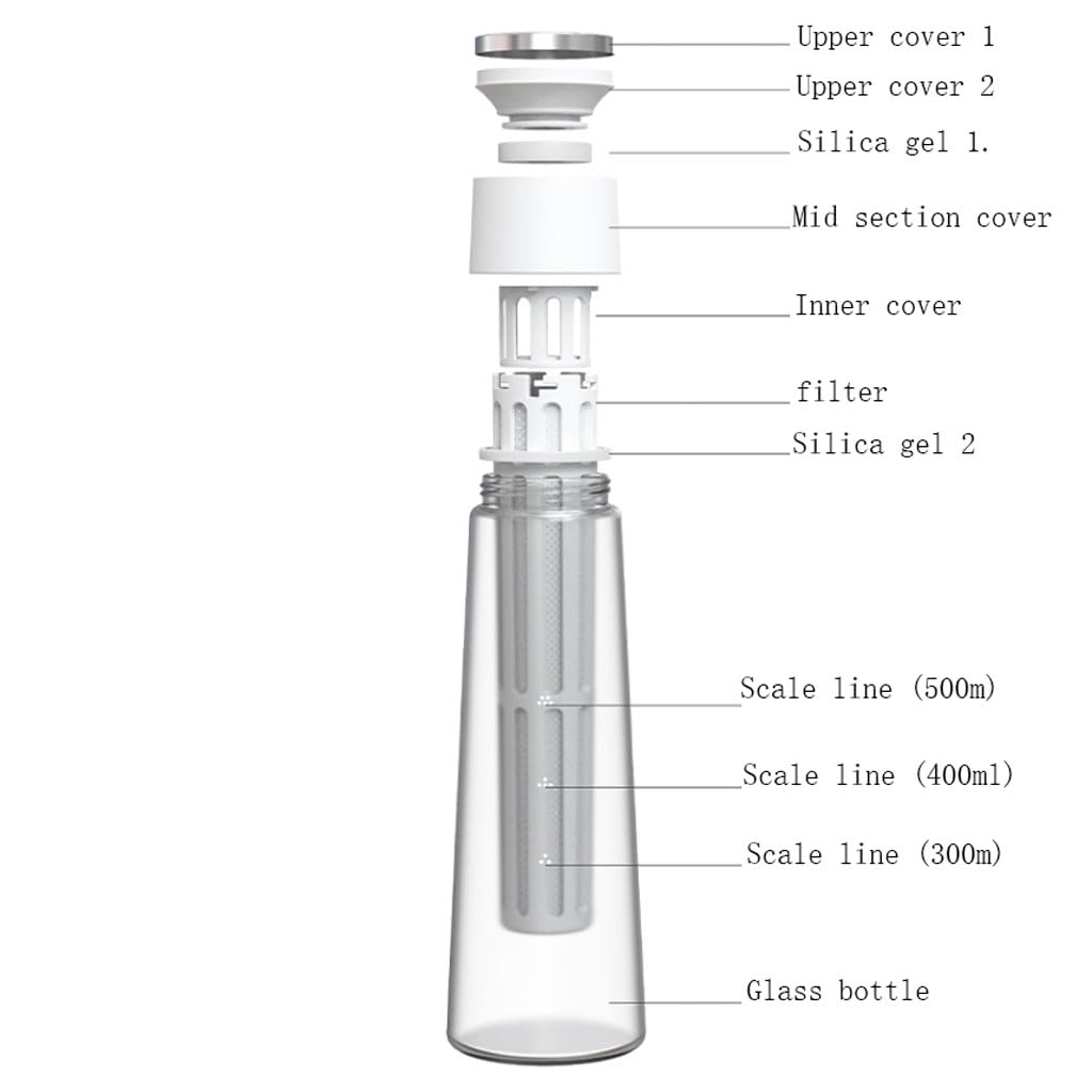 ASSICON Aluminum Espresso Cold Brew Iced Coffee Maker and Tea Infuser for Home Office, Iced Coffee Maker with Filter 20oz Fits Most Stovetop Coffeemaker