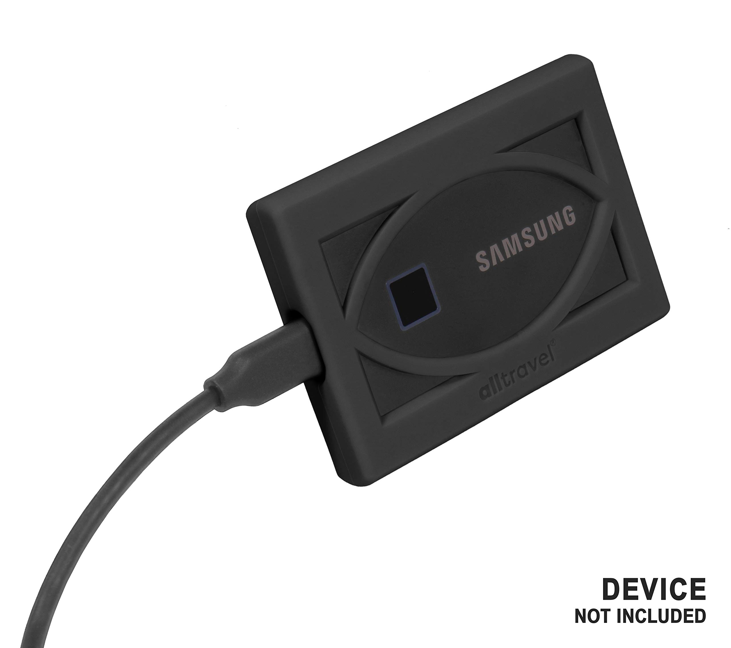 Alltravel External Solid State Drive Bumper Sleeve for Samsung T7,T7 Touch Portable SSD - 1TB, 2TB, 500GB - USB 3.2 External Solid State Drives, Super Strong Bumper Anti Shock, Shake and Drop (Black)