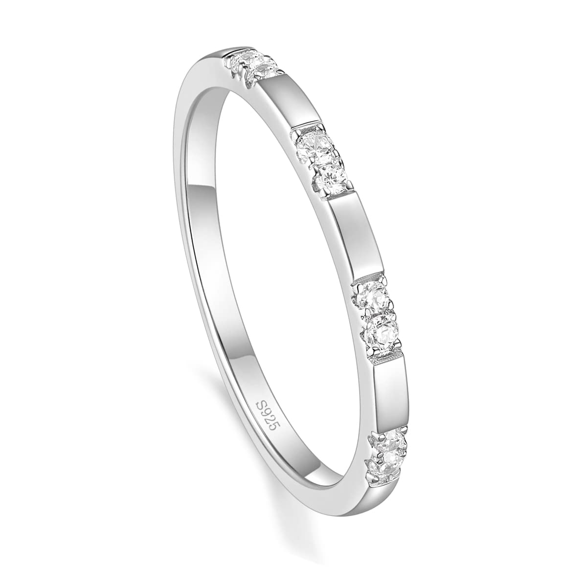 Arvaleff 925 Sterling Silver Rings for Women Wedding Band Cubic Zirconia Engagement Eternity Ring Thin Stackable Comfort Fit Size 11