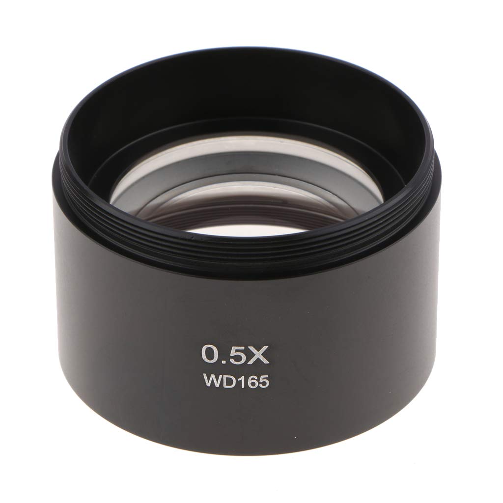 Prettyia 0.5X Auxiliary Barlow Objective Lens 48mm Thread Mount for Stereo Microscope Working Distance 165mm