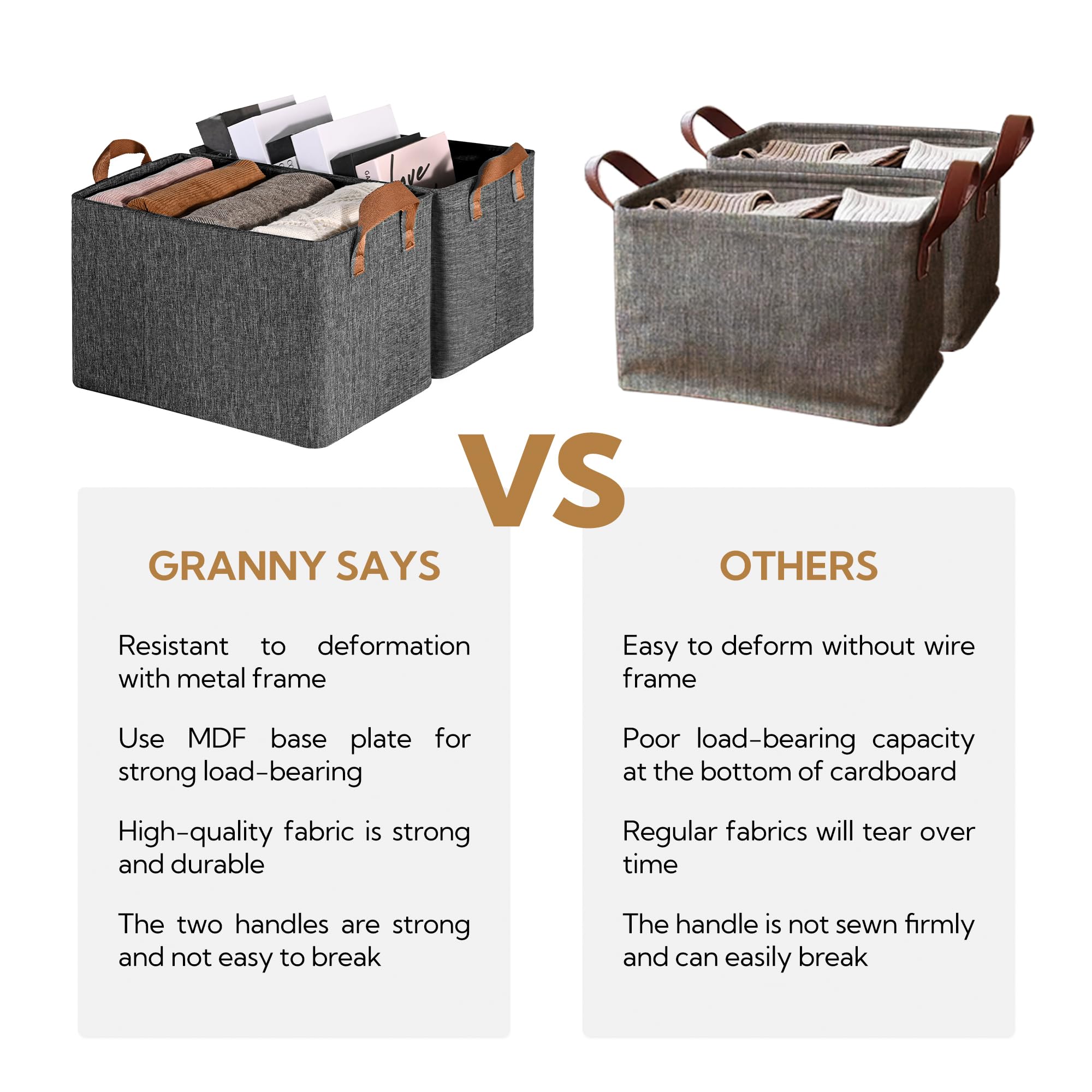 GRANNY SAYS Closet Storage Bins, Large Clothing Bins, Closet Shelf Organizer with Metal Frame, Storage Baskets for Shelves, Fabric Bins for Storage, Bins for Closet Organization, Sky Blue, 2-Pack