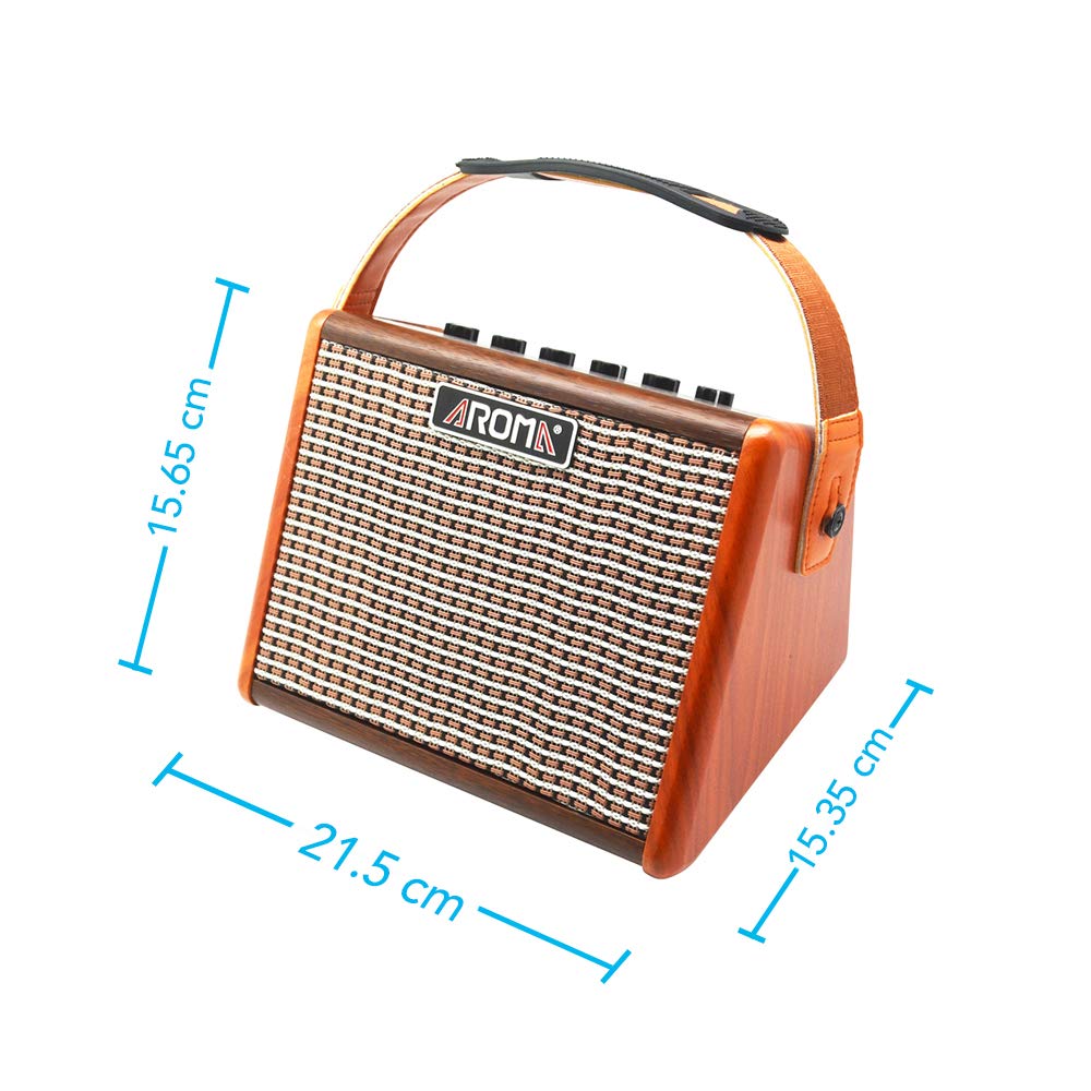 Aroma Guitar Amplifier, 15 Watt Portable Electric Guitar Amp 5 inch Speaker Bluetooth Acoustic Rechargeable Guitar Amplifier