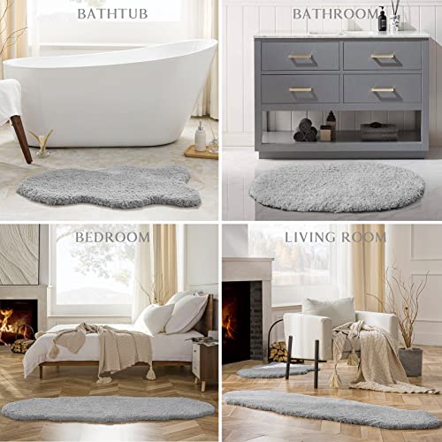 Ashler Runners Bathroom Rugs Long Non Slip Bathroom Rug Sets 2 Piece, Light Grey Water Absorbing Bath Mat Ultra Soft Shower Rugs, Plush Machine Washable Bathroom Carpet, 24 x 36 & 24 x 72 inches