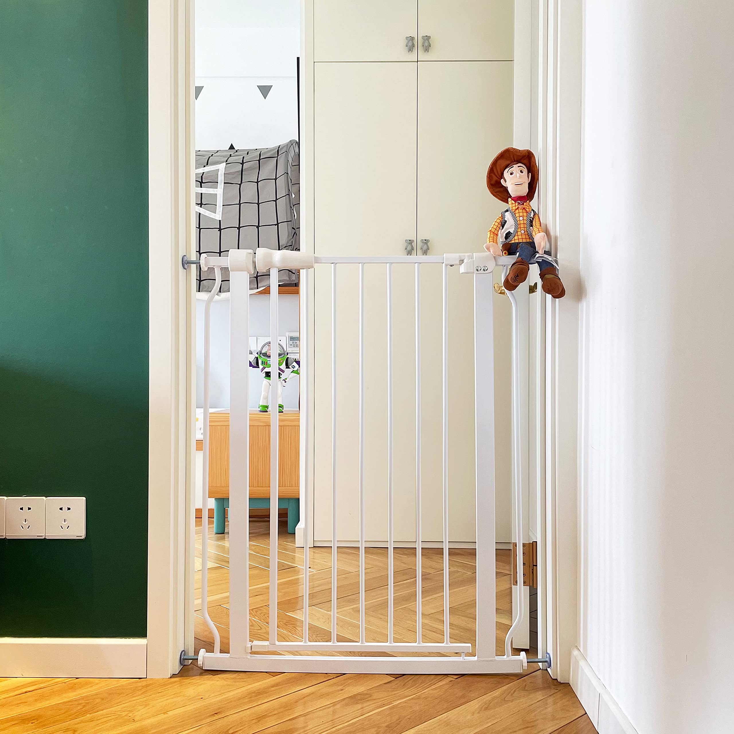 BalanceFrom Easy Walk-Thru Safety Gate for Doorways and Stairways with Auto-Close/Hold-Open Features, 36-Inch Tall, Fits 29.1 - 33.8 Inch Openings, White