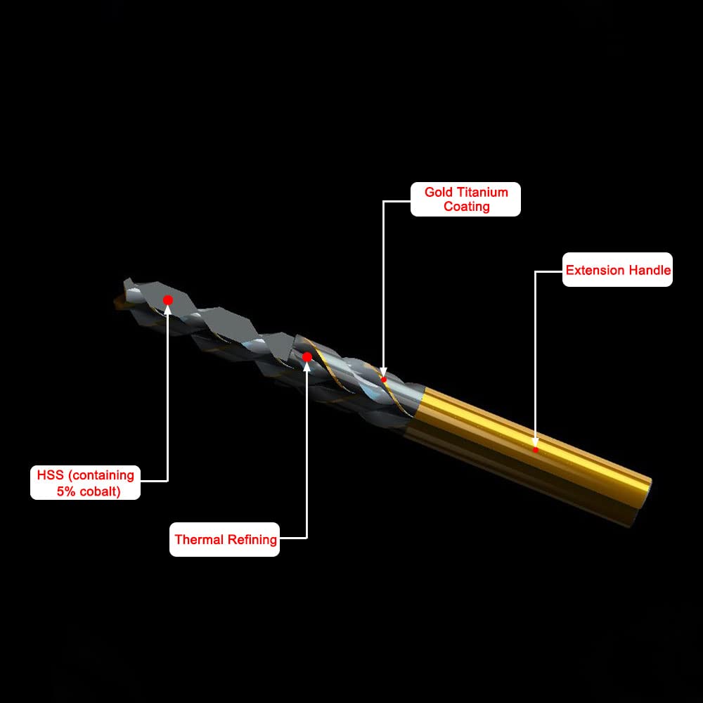 Aopin 2pcs HSS 9/16" Inch (14mm) Metric Gold Cobalt Titanium High Speed Steel Twist Drill Bit,Suitable for Cast Iron,Stainless Steel,Copper, Wood,Plastic,Other Material Products