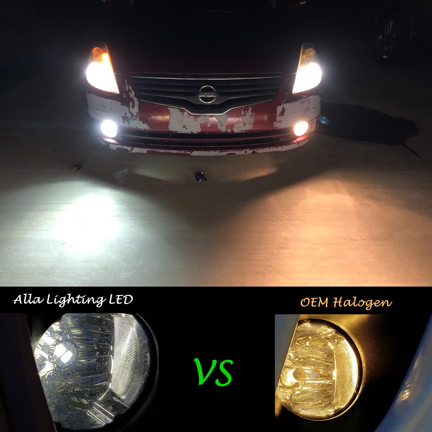 Alla Lighting 5201 DRL PS19W 5202 LED Fog Lights Bulbs 9009 PS24W FF 12085 C1, 6000K Xenon White 2800lm Xtreme Super Bright 5730 33-SMD 12V Daytime Running Lights Lamps Replacement