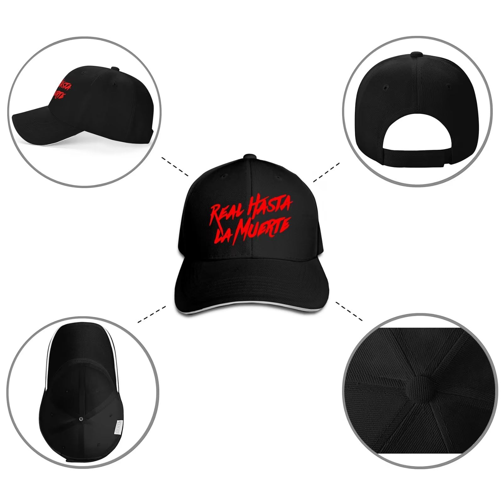 Anuel-AA Hat Adult Unisex Cool Real-Hasta-La-Muerte Hat Adjustable Sandwich Baseball Hats for Men&Womens Black