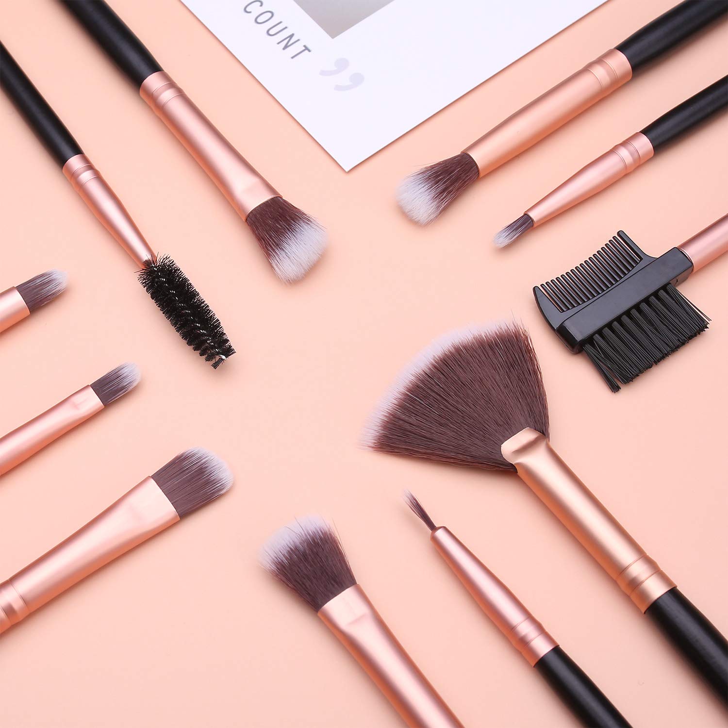 Akstore Makeup Brushes 16 Pcs Makeup Brush Set Travel makeup brush set (Rose Gold)