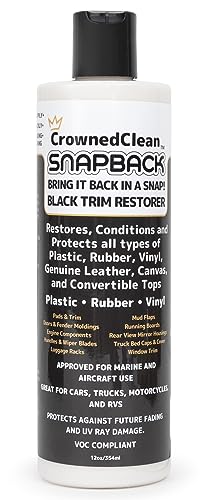 Black Plastic Vinyl Trim Restorer Protective Finish Long Lasting Car & Truck Polish Refreshing Agent for Various Surfaces UV Blocking Restoring Solution – 12 Ounces - Premium Microfiber Cloth Included
