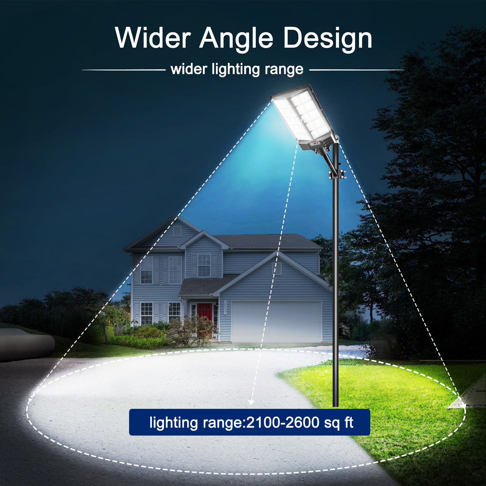 Baiston Solar Street Lights Outdoor: Dusk to Dawn Solar Parking Lot Lights with 3 Modes Motion Sensor Remote Control, 6000K 700 Leds Commercial Solar Lights for Outside, Backyard, Garage, Barn, Garden