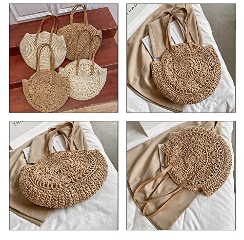 INS female literature and art small large capacity handmade beach weave retro shoulder straw bag(2)