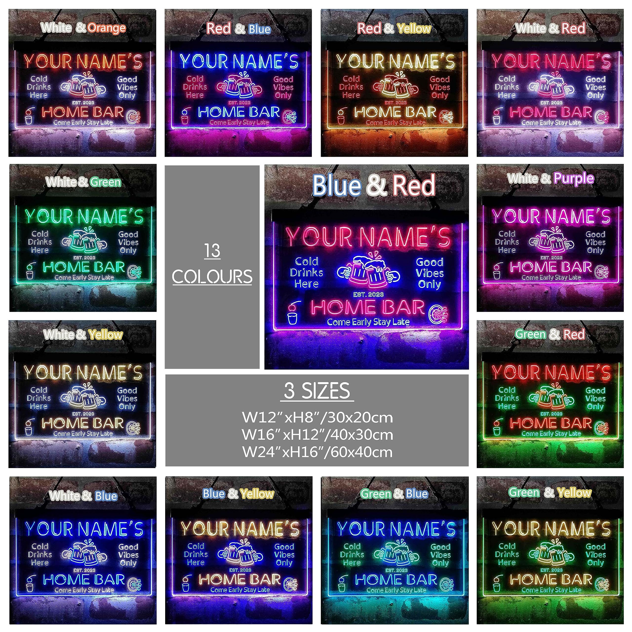 ADVPRO Personalized Your Name Custom Home Bar Beer Established Year Dual Color LED Neon Sign Red & Blue 24 x 16 Inches st6s64-p1-tm-rb