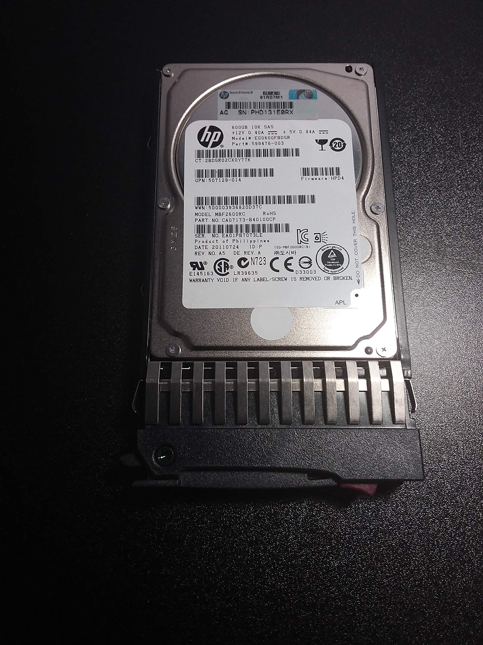 HP 600GB 10K 2.5-Inch SAS Hard Drive