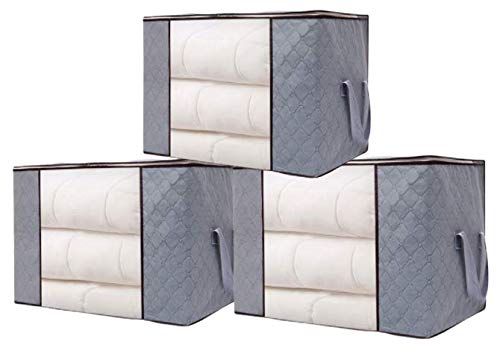 Armour Shell Closet Clothes Organizer Storage Bags - 3 Garment Shelf Organizers and Containers. Strong and Durable Large Capacity with Transparent Window, Moisture and Dust Proof Fabric Protection