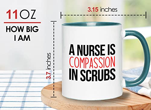 Bubble Hugs Nurse 2Tone Green Mug 11oz - A nurse is compassion - Labor Clinical Certified Nursing Assistant Surgical Emergency Oncology Practitioner