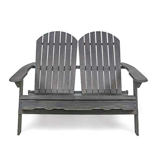 Christopher Knight Home Great Deal Furniture Muriel Outdoor Dark Grey Finish Acacia Wood Adirondack Loveseat