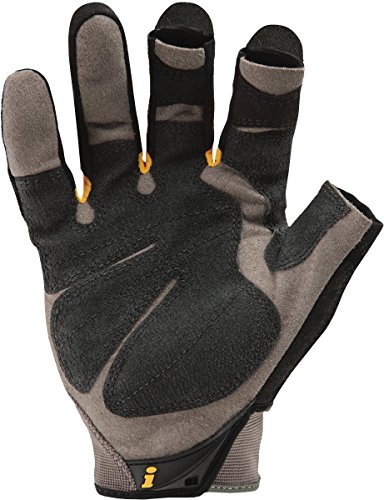 Ironclad Framer; Carpenter Work Gloves, Open Finger Dexterity, Performance Fit, Durable, Machine Washable, (1 Pair), FUG-04-L,Grey/Black