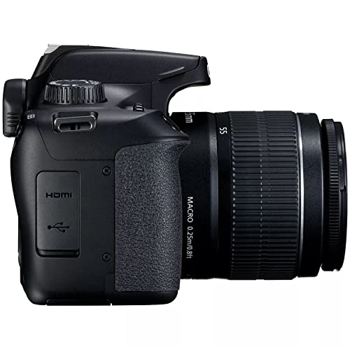 Canon 4000D (EOS Rebel T100) DSLR Camera w/EF-S 18-55mm F/3.5-5.6 Zoom Lens + 128GB Memory Card, Hood, Grip-Pod, Filter, Professional Photo Bundle(22pc)