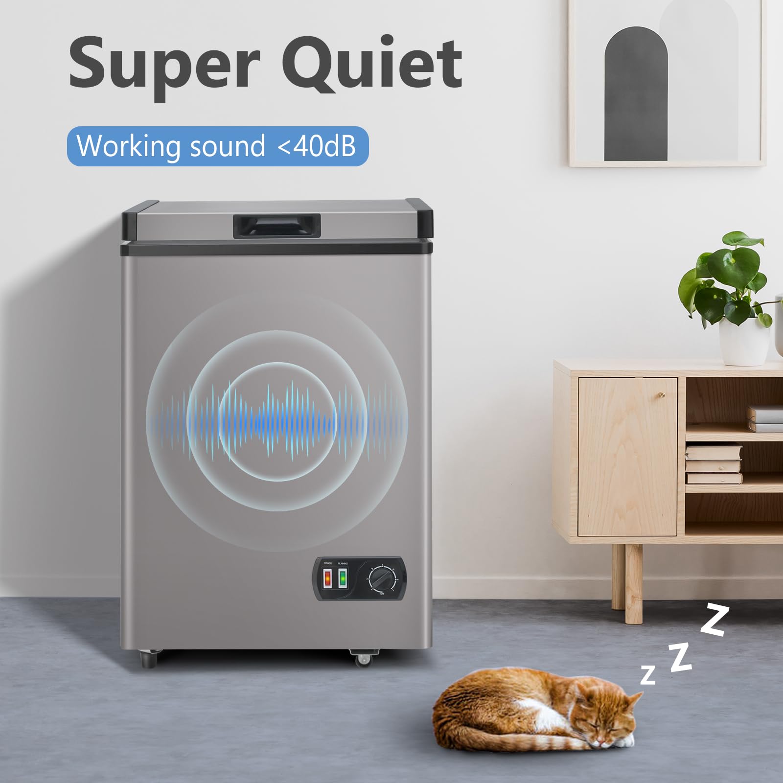 Chest Freezer, 3.8 Cu Ft Compact Deep Freezer With Fast Cooling & Convenient Pulley, Perfect for Kitchen Parlor, Small Freezer With Low Noise & Energy Saving, Titanium Gray