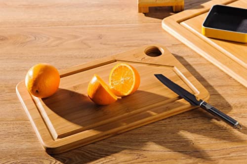 Mohy Bamboo Cutting Board Set with Juice Groove (Set of 3 with Holder) β Extra Large Thick Chopping Board Set for Meat, Cheese, Fruit and Vegetables