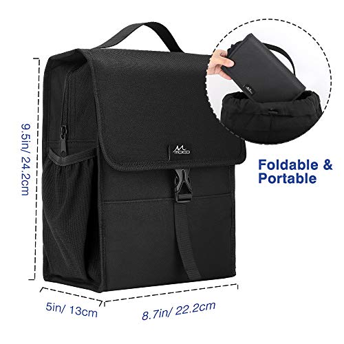 MoKo Insulated Lunch Bag, Reusable Cooler Tote Bag, Collapsible Multi-use Lunch Box, Thermal Lunch Sack with Zipper Closure for Travel Picnic Office, Black