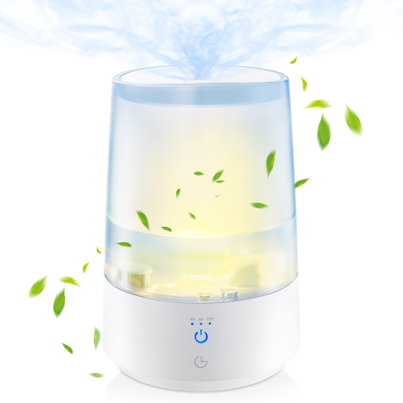 Aroma Room Humidifiers for Bedroom, 3L Cool Mist Humidifier for Baby Nursery and Plants, Whisper Quiet Air Humidifier, Soft Night Light, 30H Work Time, Auto Shut Off, Blue