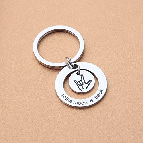 AKTAP Sign Language Jewelry I Love You to The and Back Keychain ASL Sign Language Gift Interpreter Gift ASL Jewelry