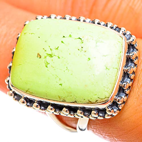 Ana Silver Co Large Lemon Chrysoprase Ring Size 7.5 (925 Sterling Silver) - Handmade Jewelry, Bohemian, Vintage RING121925