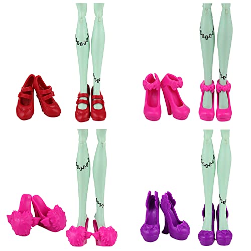 BARWA 10 Pairs Doll Shoes Accessories for Doll Fashion High Heels Sandals Boots Shoes Pack