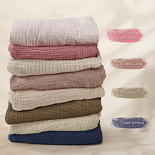 lulumoon Muslin Bassinet Sheets Fitted - Universal Cotton Baby Sheets for Rectangle, Hourglass or Oval Bassinet Mattress (Sand & Cream)