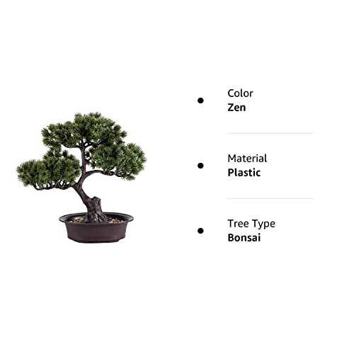 Make Life Better Artificial Bonsai Pine Tree Artificial Plant Decoration, Potted Artificial House Plants, for Decoration, Desktop Display (Zen)