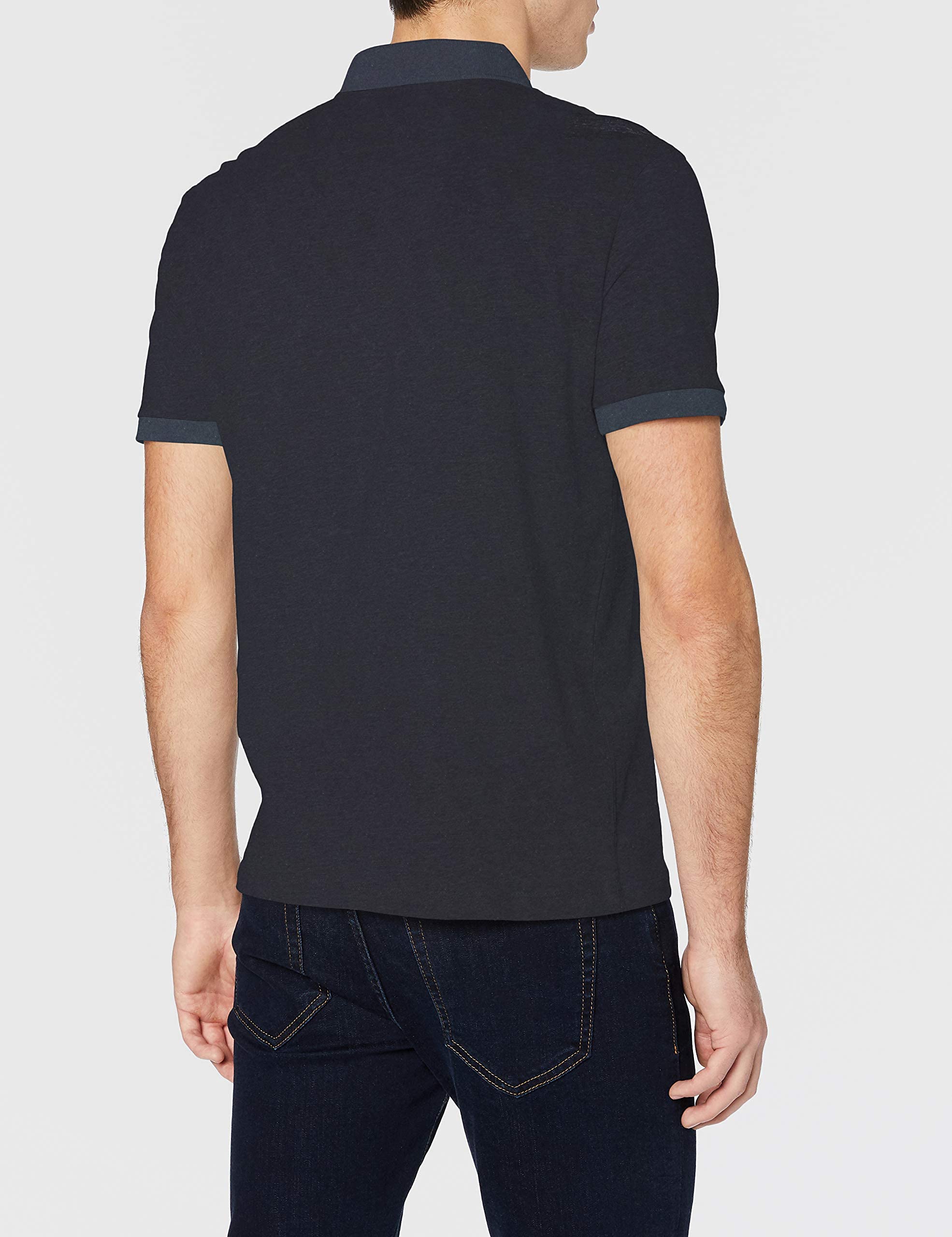A|X ARMANI EXCHANGE Men's Short Sleeve Contrast Logo Jersey Polo, Navy, M